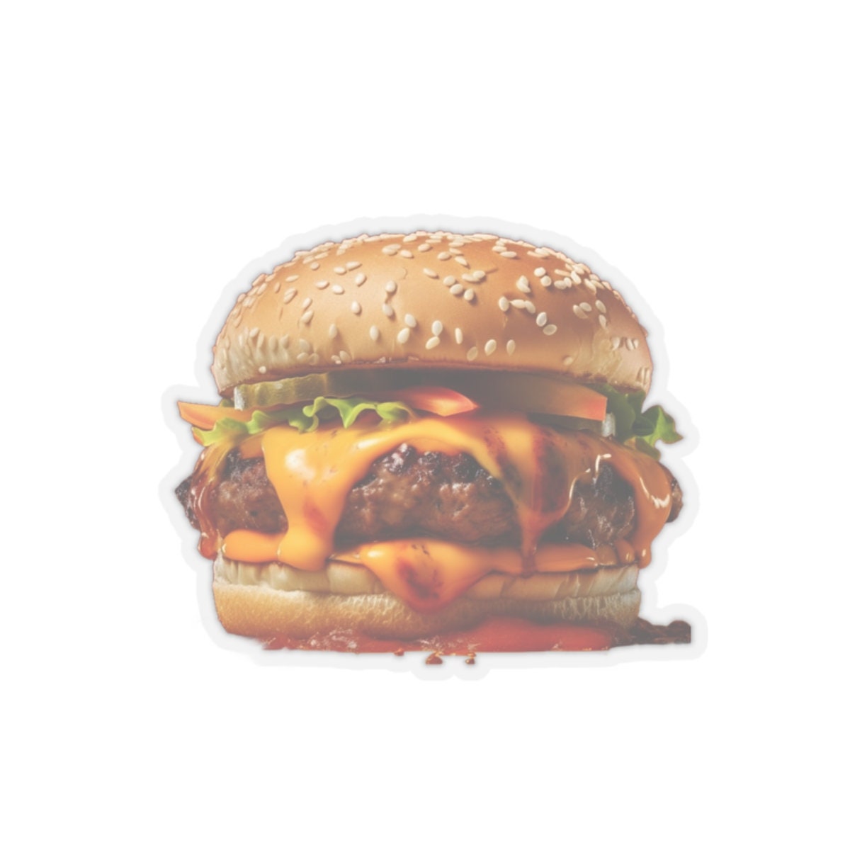 Cheeseburger Kiss-cut Sticker Comes in 4 Sizes Transparent or White ...