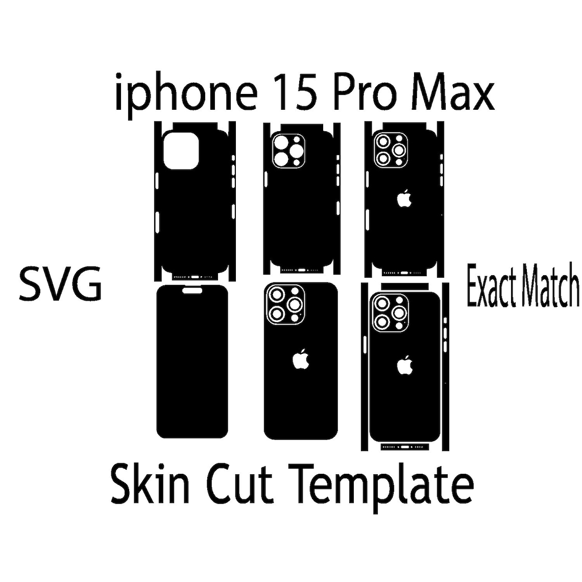 SVG Apple iPhone 15 Pro Max Skin Template - Full Wrap Skin Cutting Template SVG, Silhouette ...