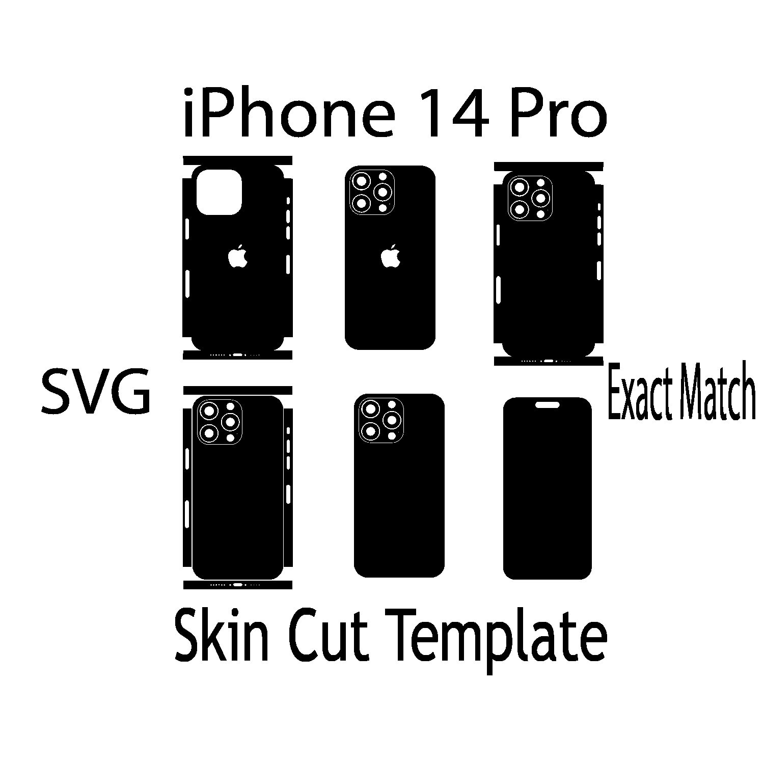 SVG Apple iPhone 14 Pro Skin Template - Full Wrap Skin Cutting Template ...