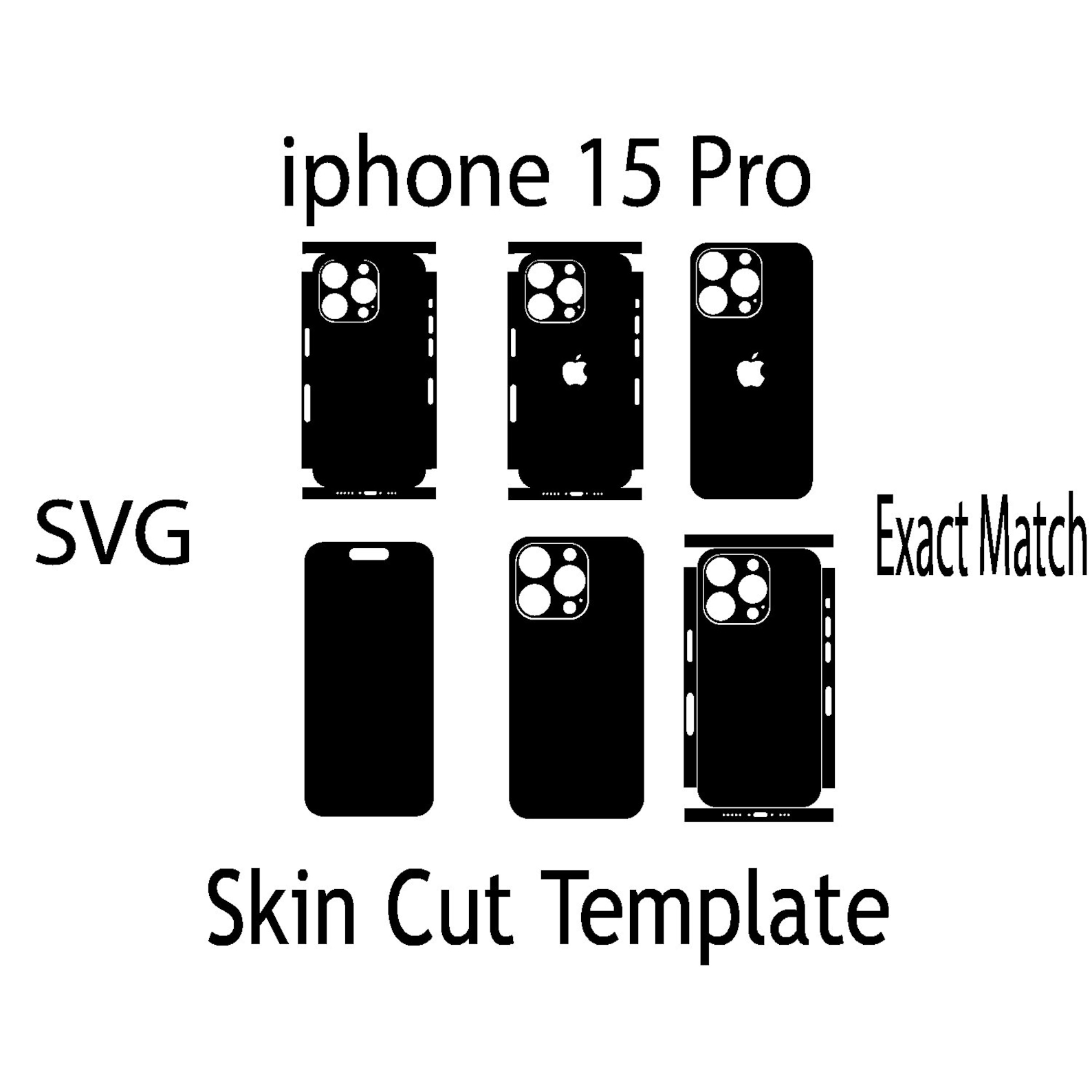 SVG Apple iPhone 15 Pro Skin Template - Full Wrap Skin Cutting Template ...