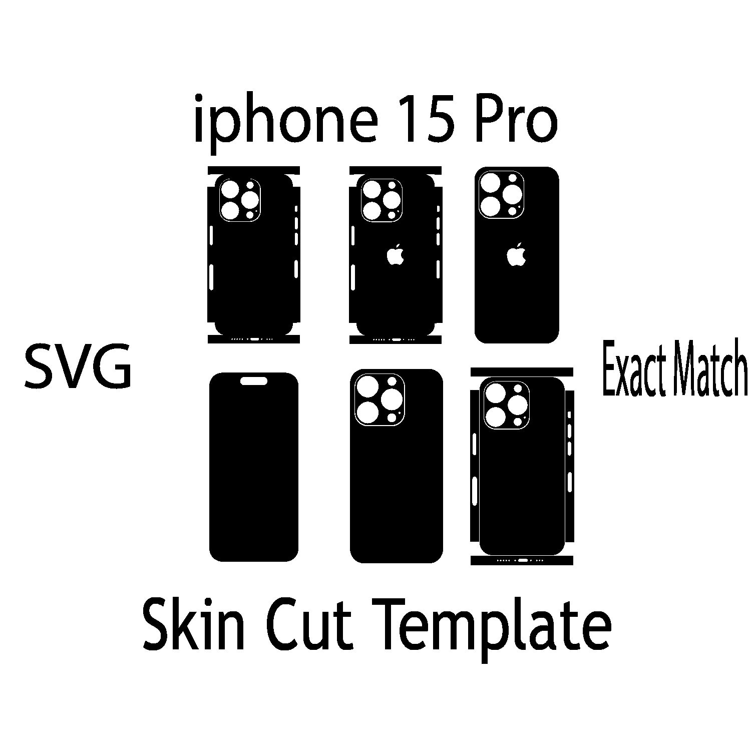 SVG Apple iPhone 15 Pro Skin Template - Full Wrap Skin Cutting Template ...