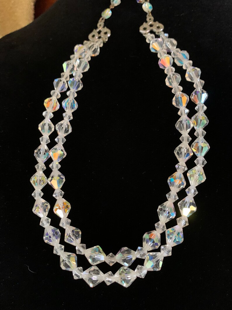 Vintage Austrian Aurora Borealis Crystal Necklace - Etsy
