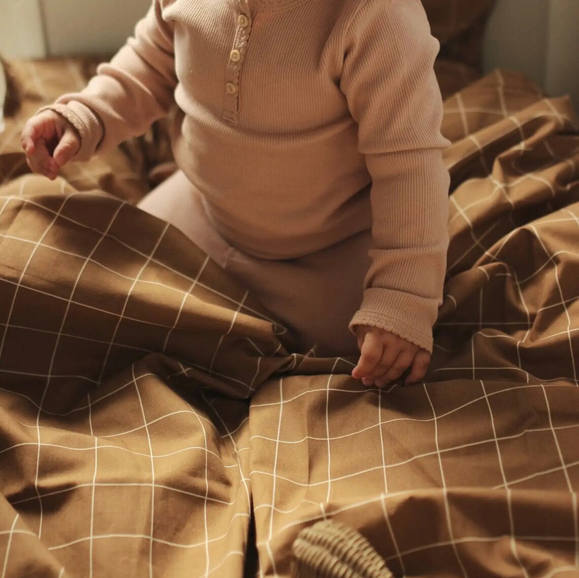 James Children's Bedding Set Brown Checked Organic - Etsy