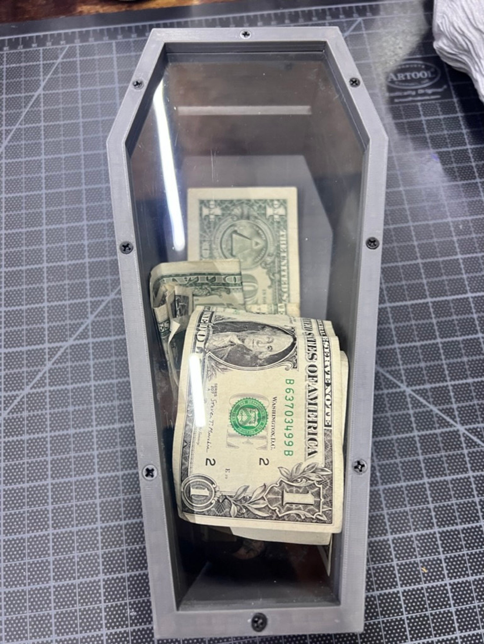 3D Printed - Coffin Piggy Bank - Tip Jar - Removable Face Plate ...