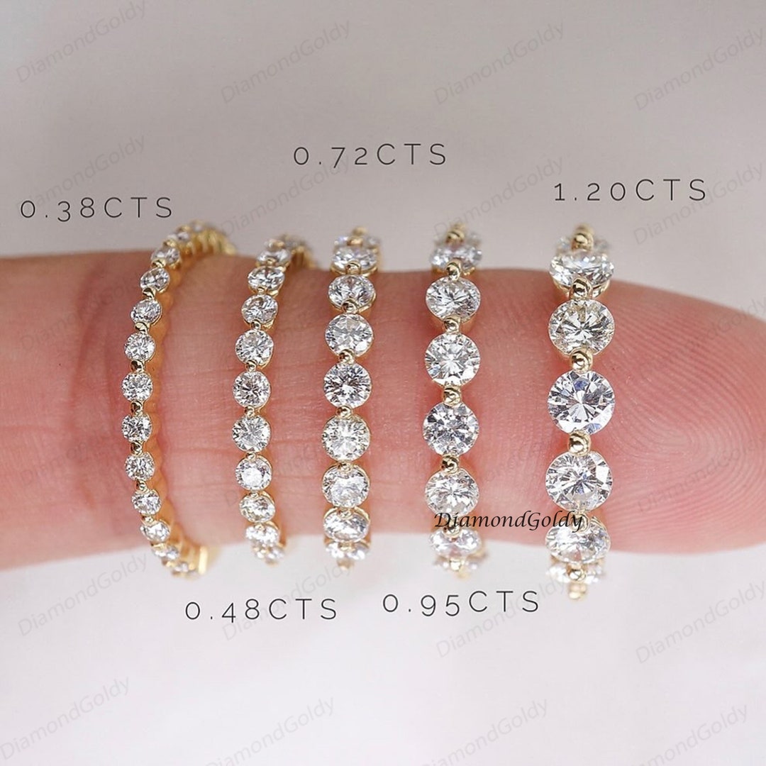 Round Lab Grown Diamond Wedding Band Colorless Full Eternity Band ...