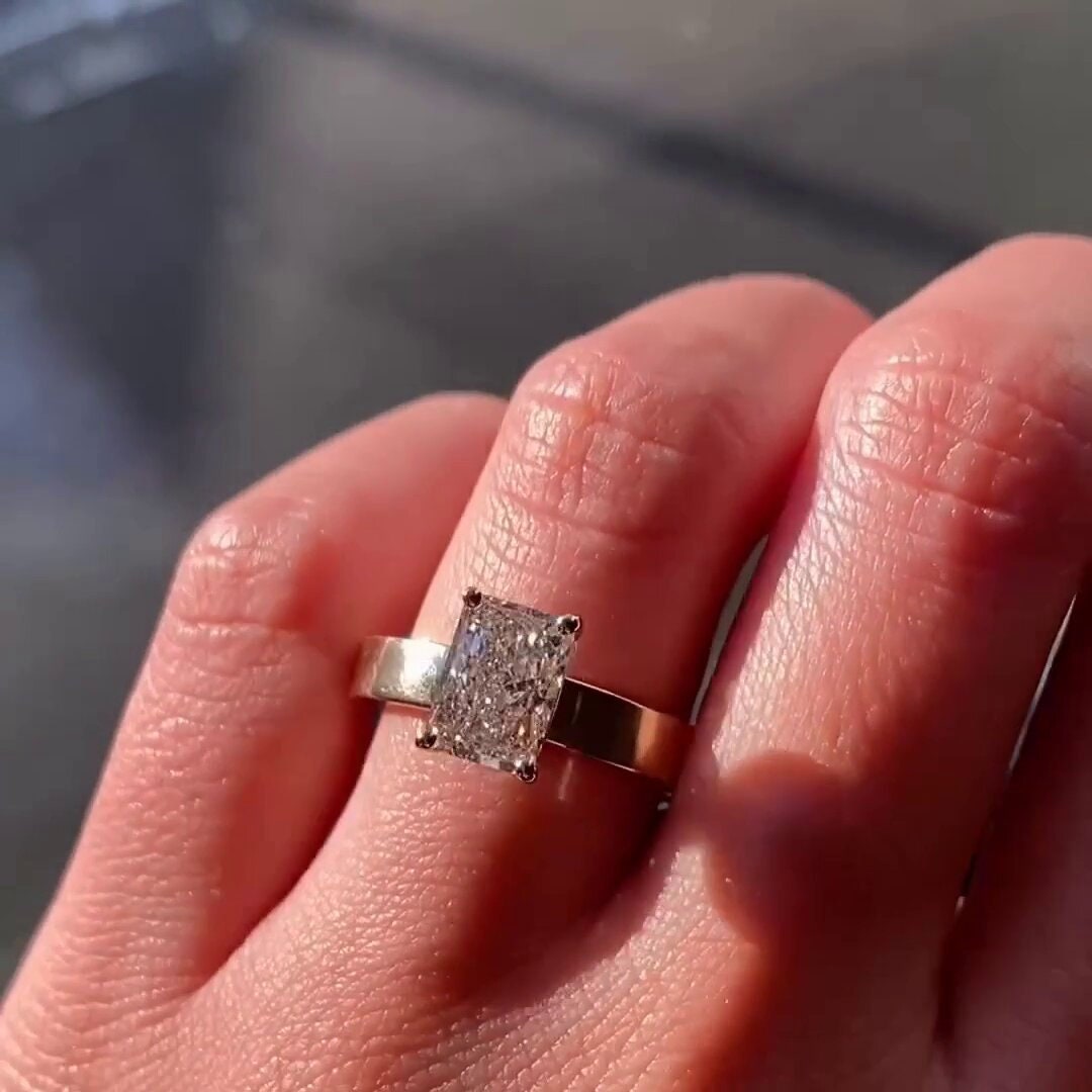 Radiant Cut Moissanite Engagement Ring Radiant Diamond Ring Anniversary ...