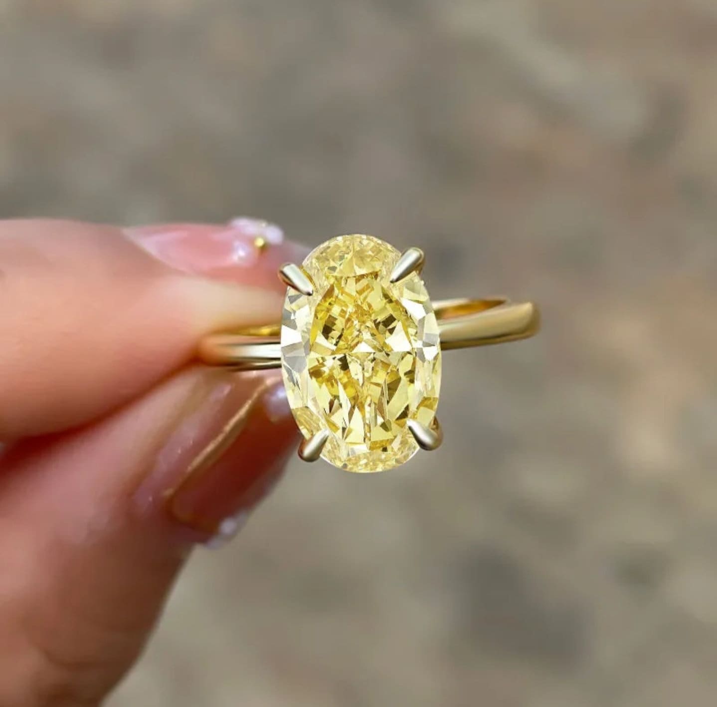 Oval Yellow Diamond Engagement Ring 3.5ct Oval Cut Fancy Yellow ...