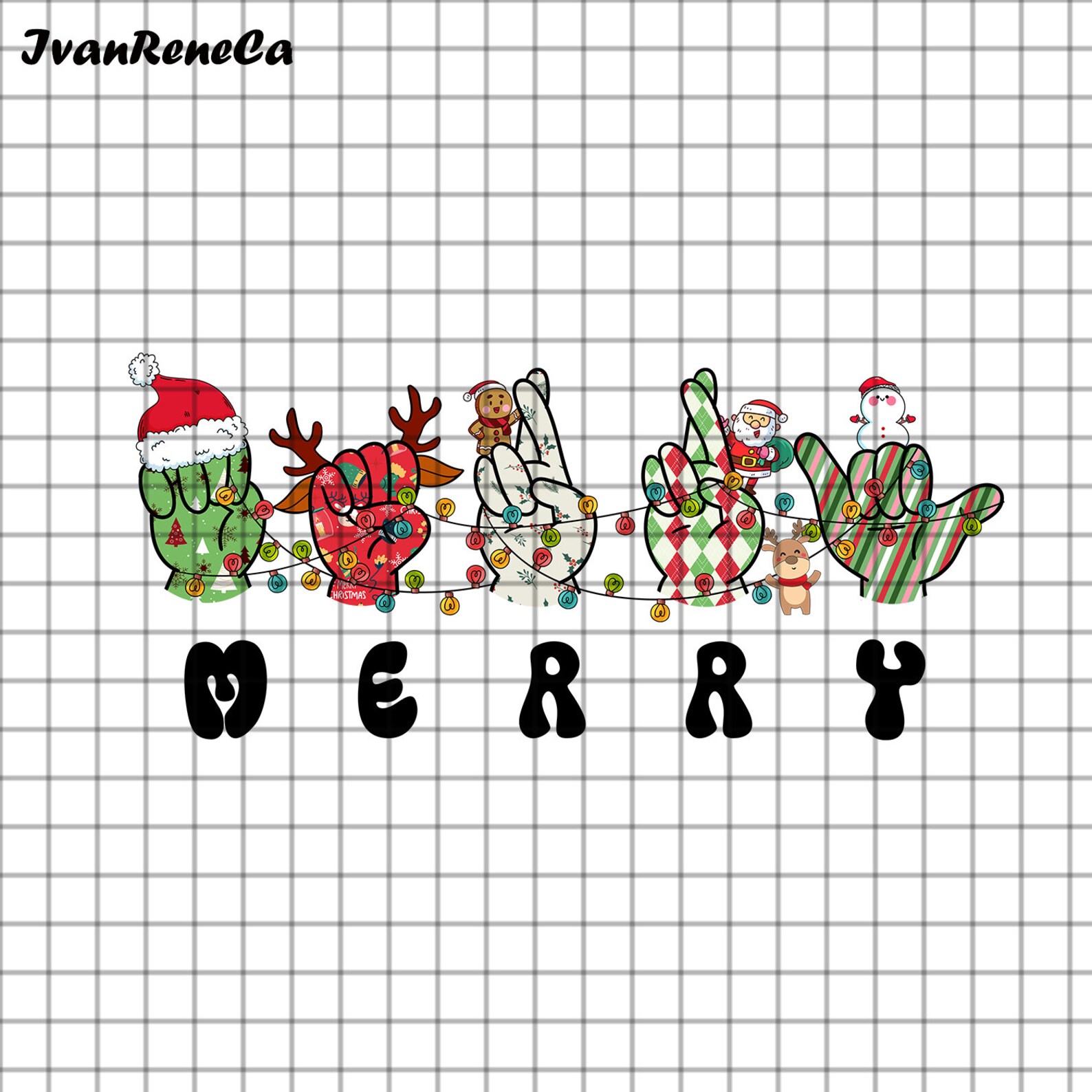 Merry Sign Language Christmas Png Sign Language Santa Hat - Etsy