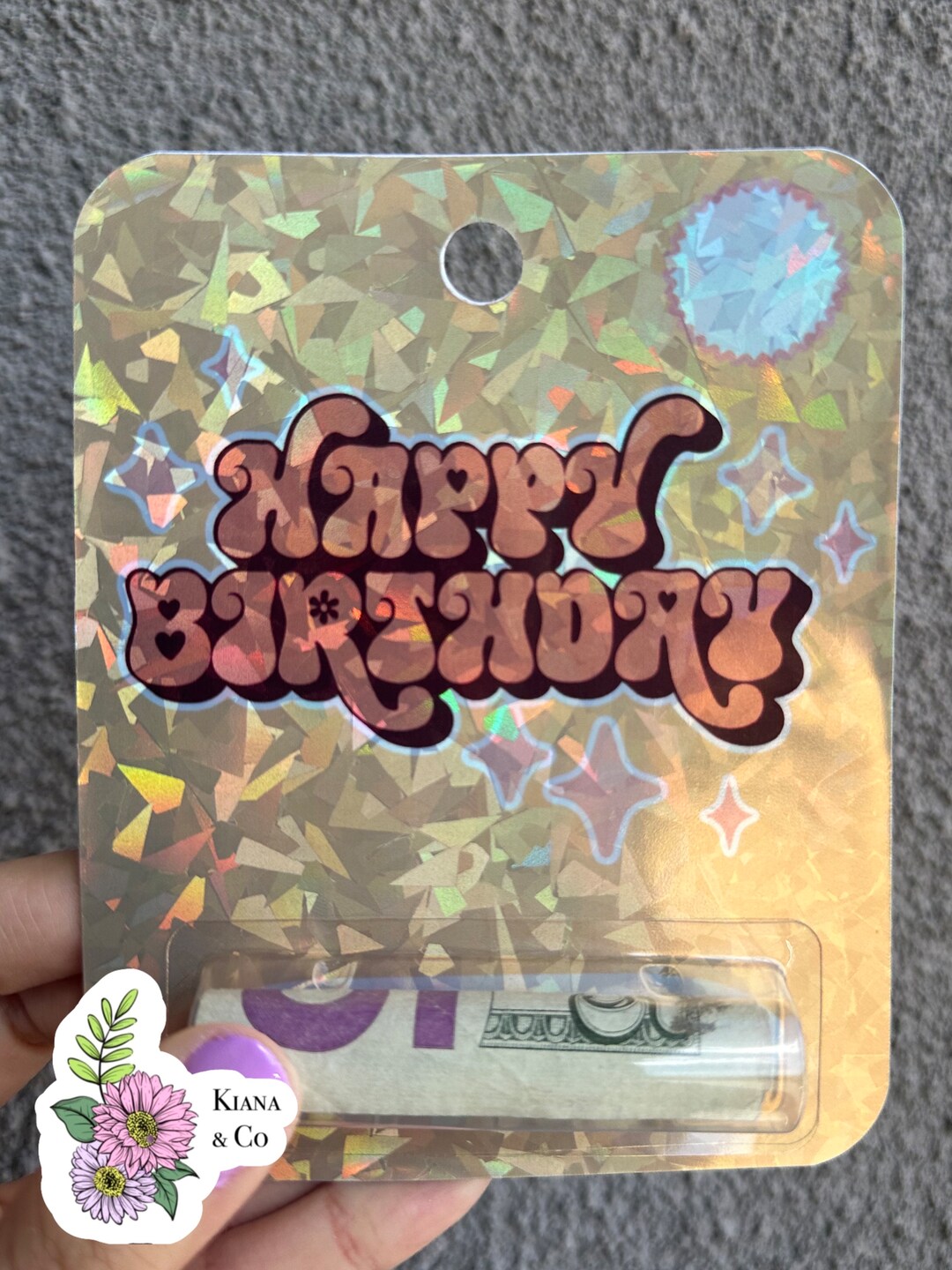 Holographic Happy Birthday Groovy Cash Giftcard - Etsy