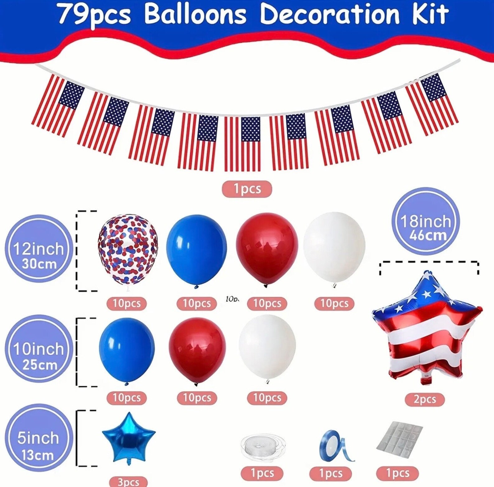 Red, White and Blue Balloon Arch Kit Patriotic - Etsy