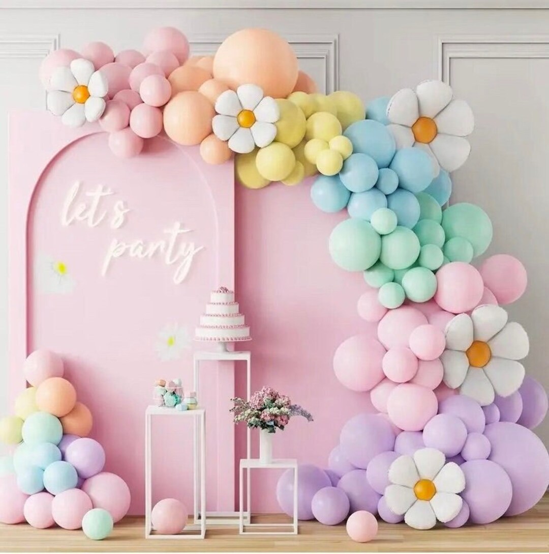 Pastel Balloon Arch Kit With Flowers daisies - Etsy