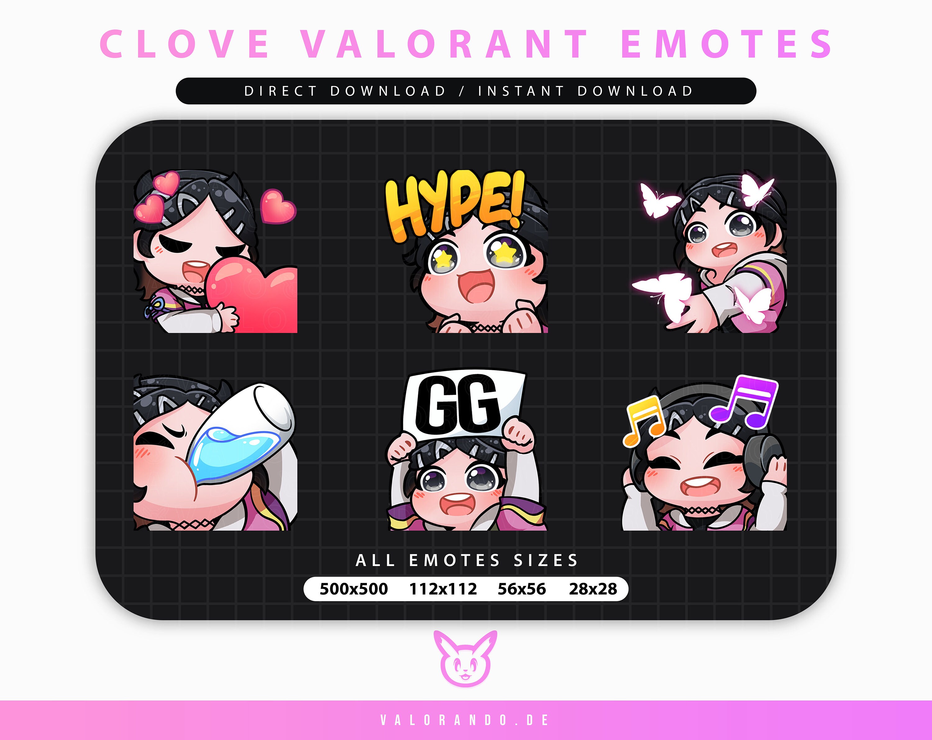 VALORANT CLOVE EMOTES (6) | Twitch | Discord | Youtube | Streaming ...