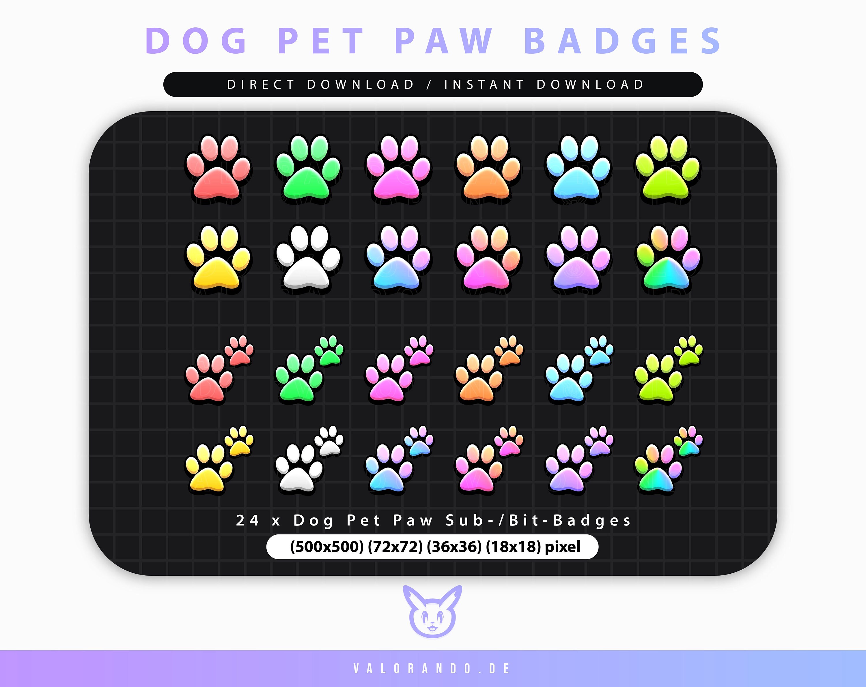 DOG PAW BADGES (12) Pet Dog Paw Emotes | Cheer/sub Badges Twitch Dog ...