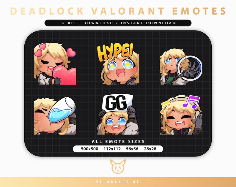 VALORANT DEADLOCK EMOTES (6) | Twitch | Discord | Youtube | Streaming ...