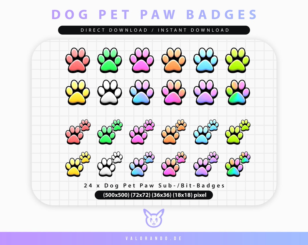 DOG PAW BADGES (12) Pet Dog Paw Emotes | Cheer/sub Badges Twitch Dog ...