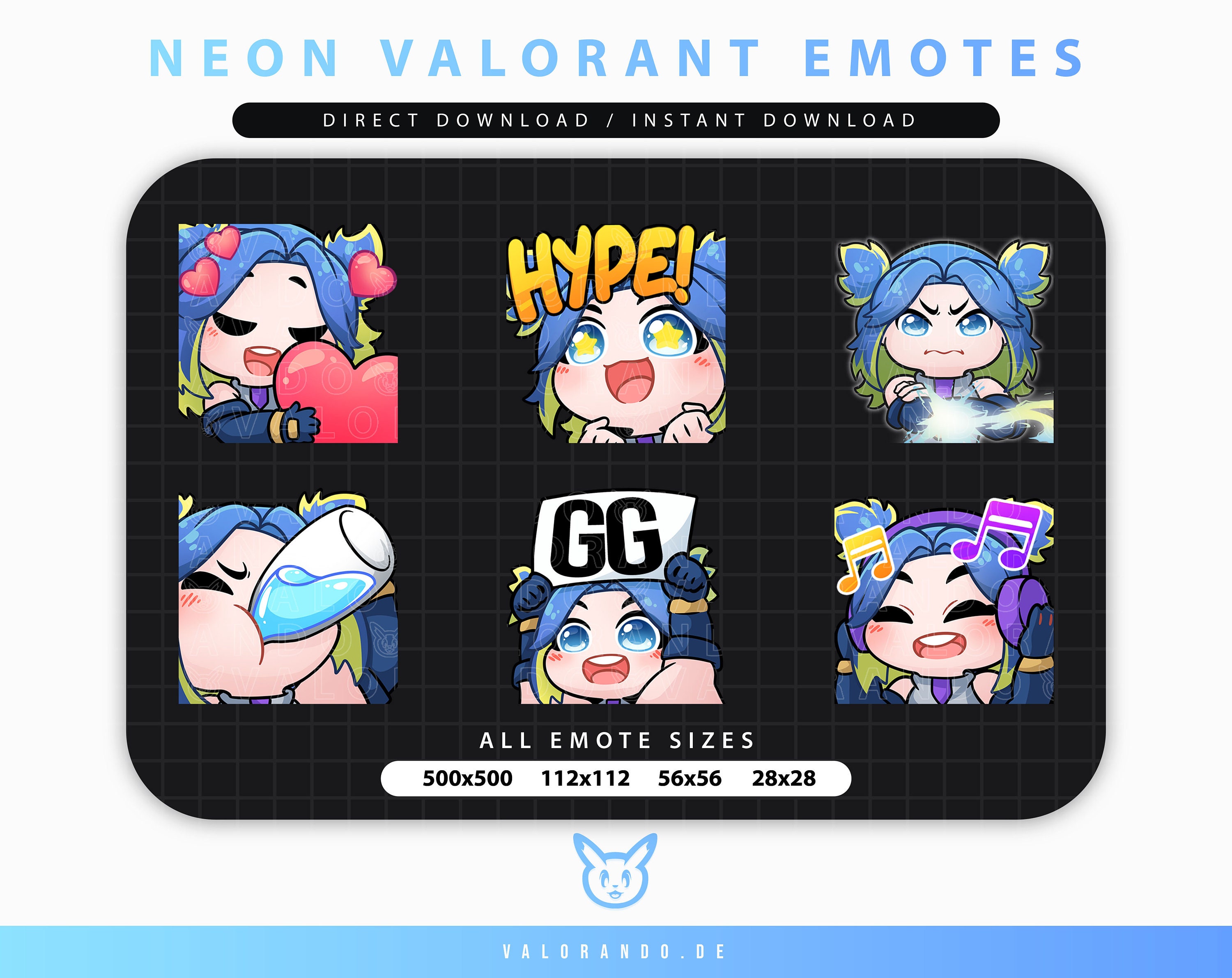 VALORANT NEON EMOTES (6) | Twitch | Discord | Youtube | Streaming ...