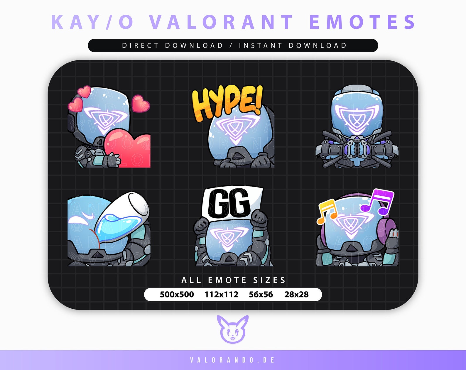 VALORANT KAY/O EMOTES (6) | Twitch | Discord | Youtube | Streaming ...