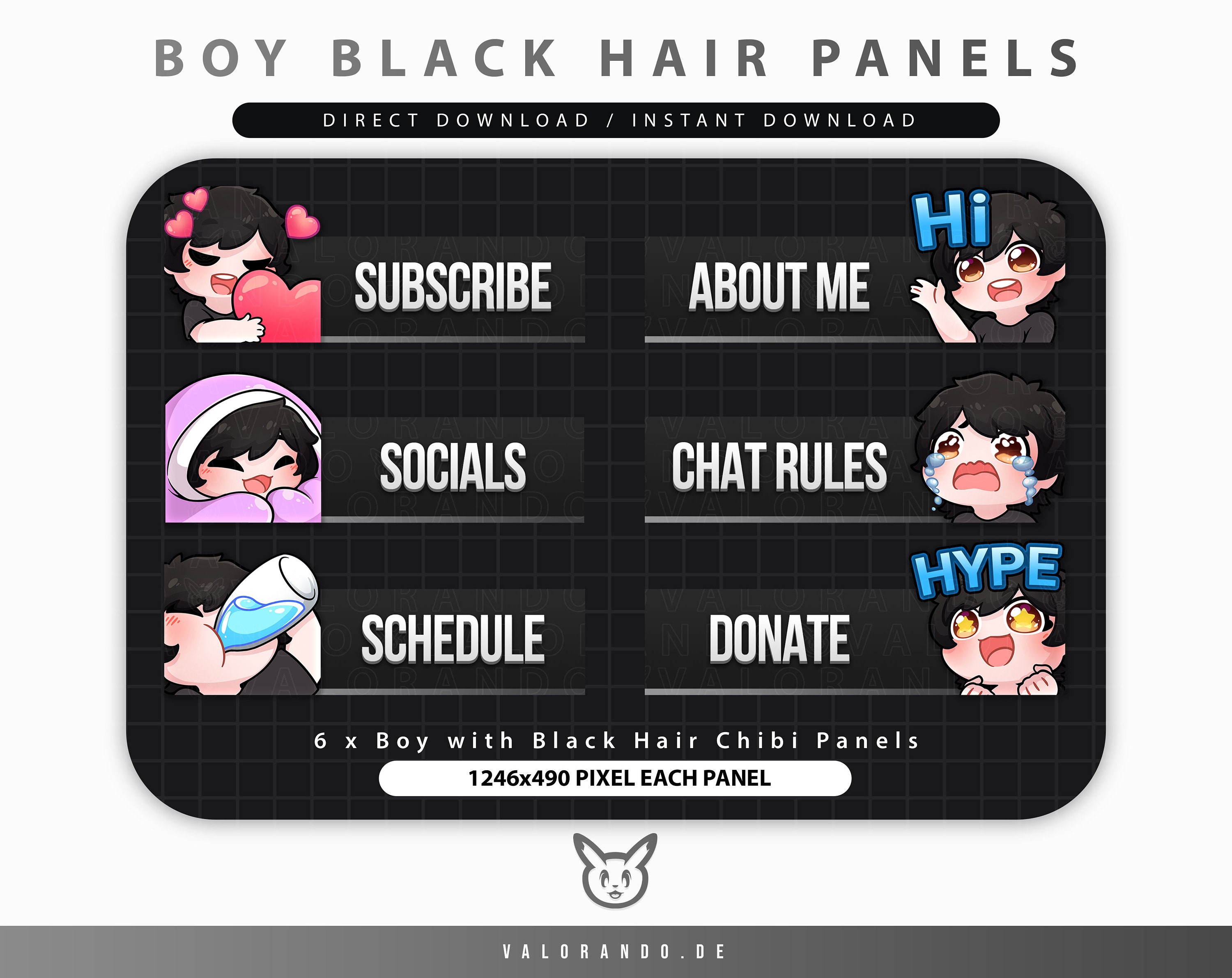 BOY TWITCH PANELS (6) | Twitch | Discord | Youtube | Streaming | Cute ...