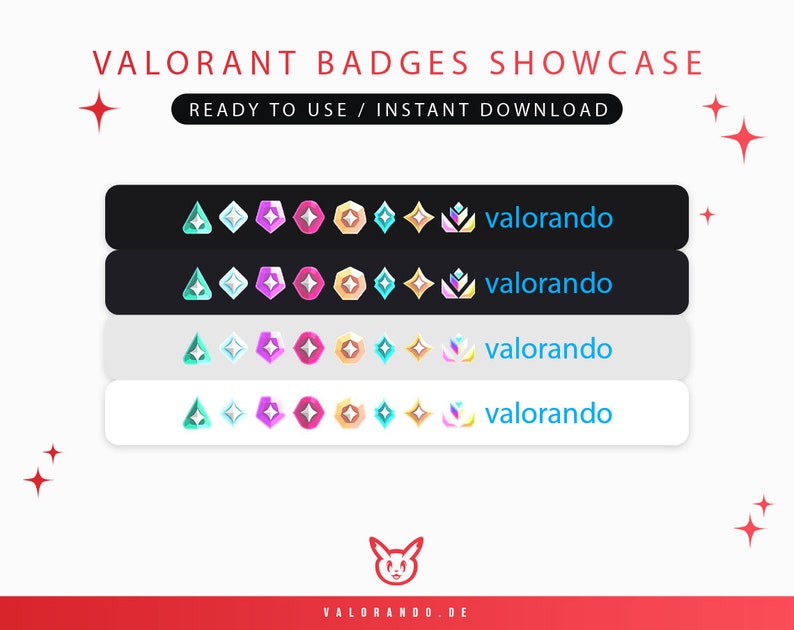 Valorant Badges Ranks (34) + Extra Ranked Badges | Bit/sub Badges ...