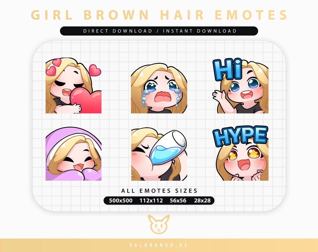 TWITCH EMOTES GIRL 6 Pack Blond Hair Emote Twitch Discord - Etsy