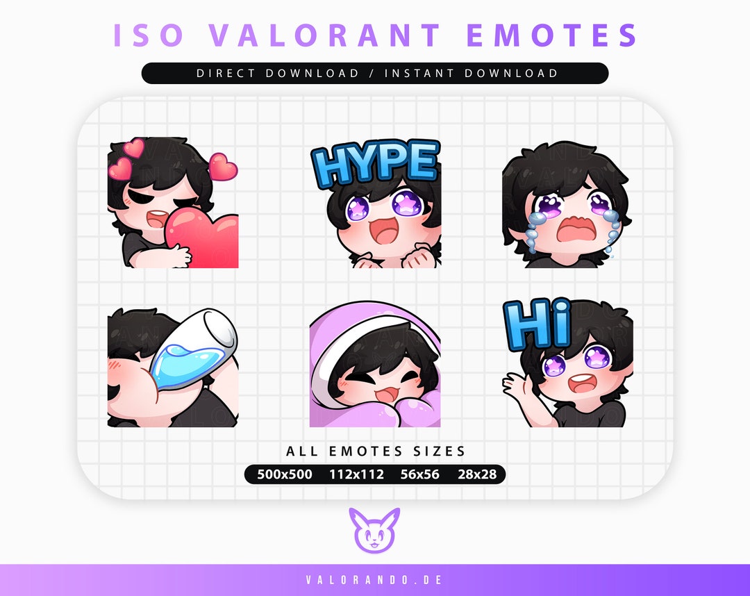 VALORANT ISO EMOTES (6) | Twitch | Discord | Youtube | Streaming | Cute ...