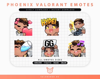 VALORANT RAZE EMOTES 6 Twitch Discord Youtube Streaming Cute Chibi Raze ...