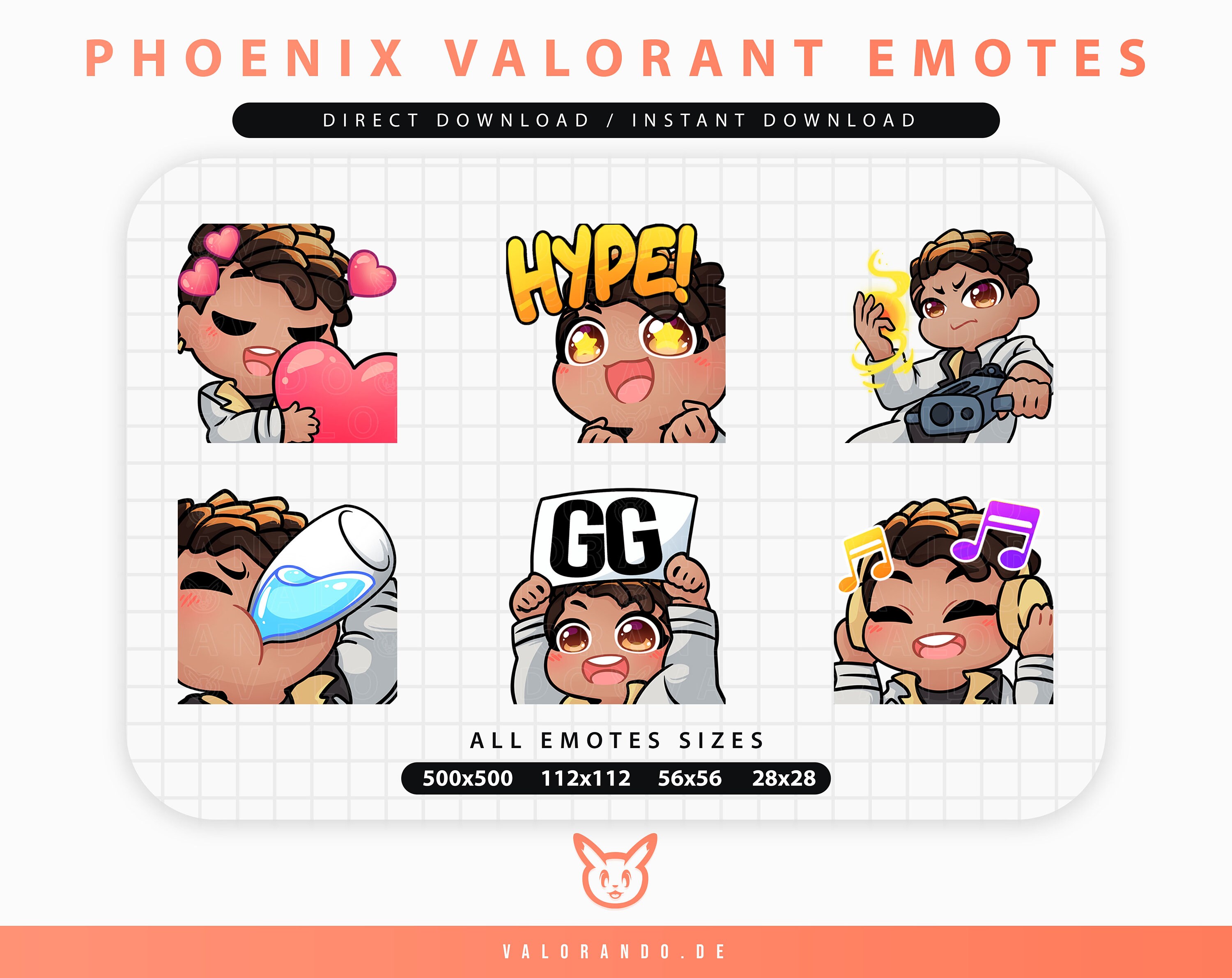 VALORANT PHOENIX EMOTES (6) | Twitch | Discord | Youtube | Streaming ...