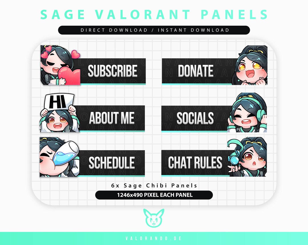 SAGE TWITCH PANELS (6) | Twitch | Discord | Youtube | Streaming | Cute ...
