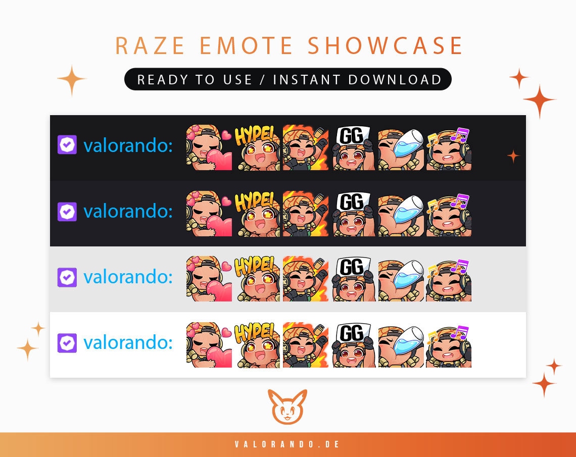 VALORANT RAZE EMOTES (6) | Twitch | Discord | Youtube | Streaming ...