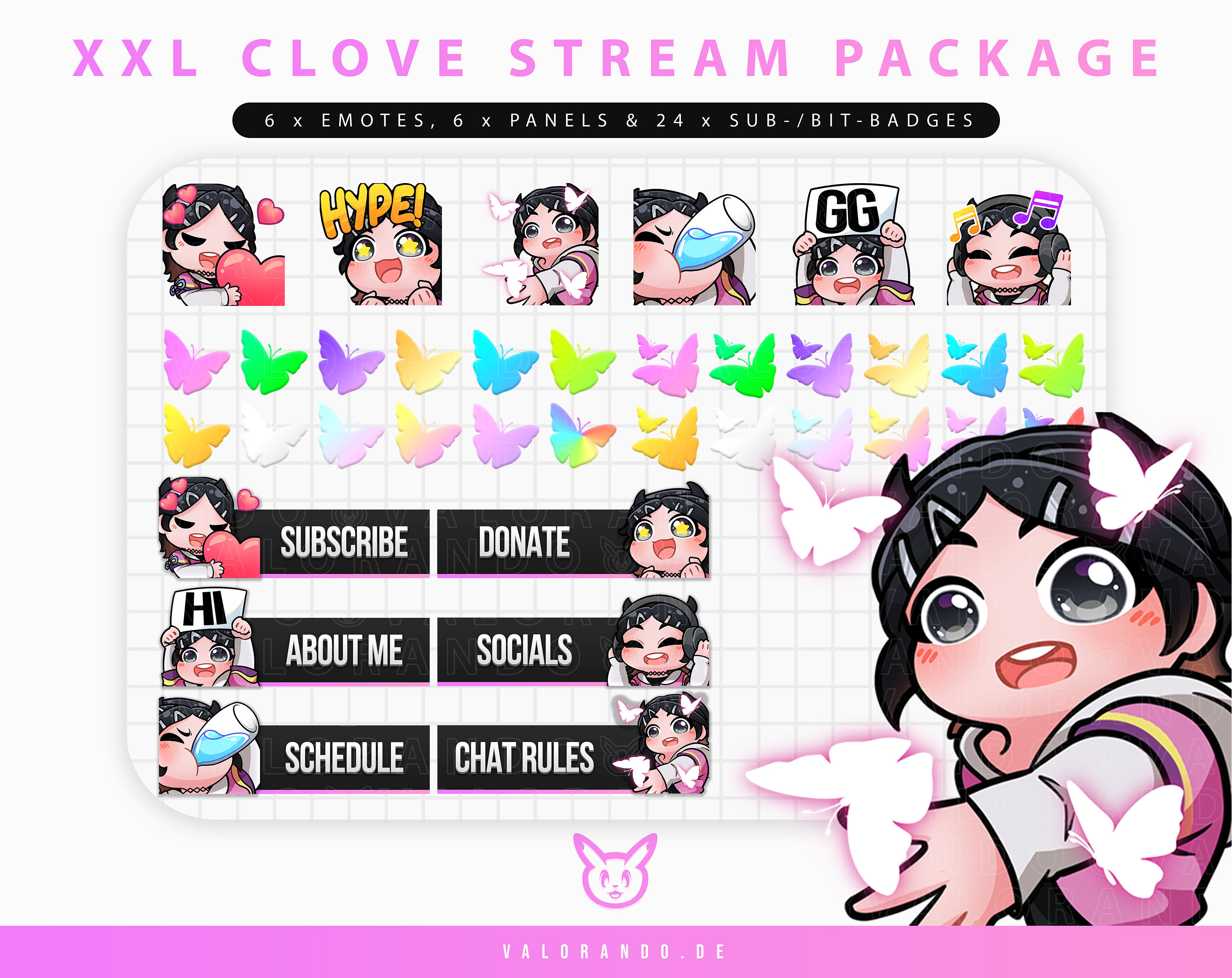 XXL STREAM PACKAGE Clove Valorant Emotes, Panels and Sub-/bit-badges ...