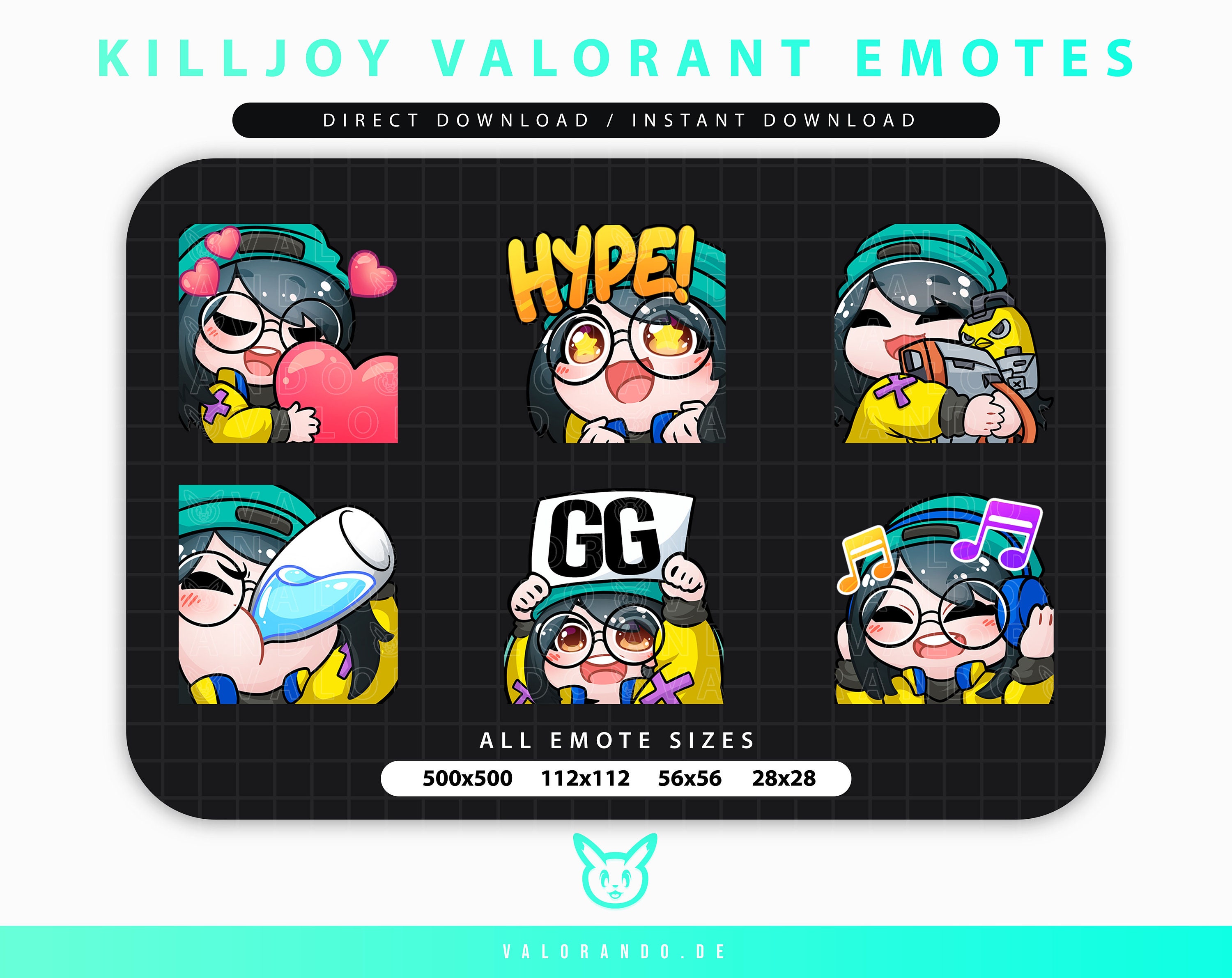 VALORANT KILLJOY EMOTES (6) | Twitch | Discord | Youtube | Streaming ...