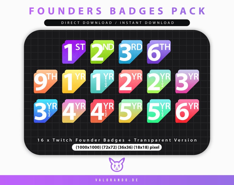 Founders Sub Badges Twitch (16) + Transparent Version | Cheer/sub ...