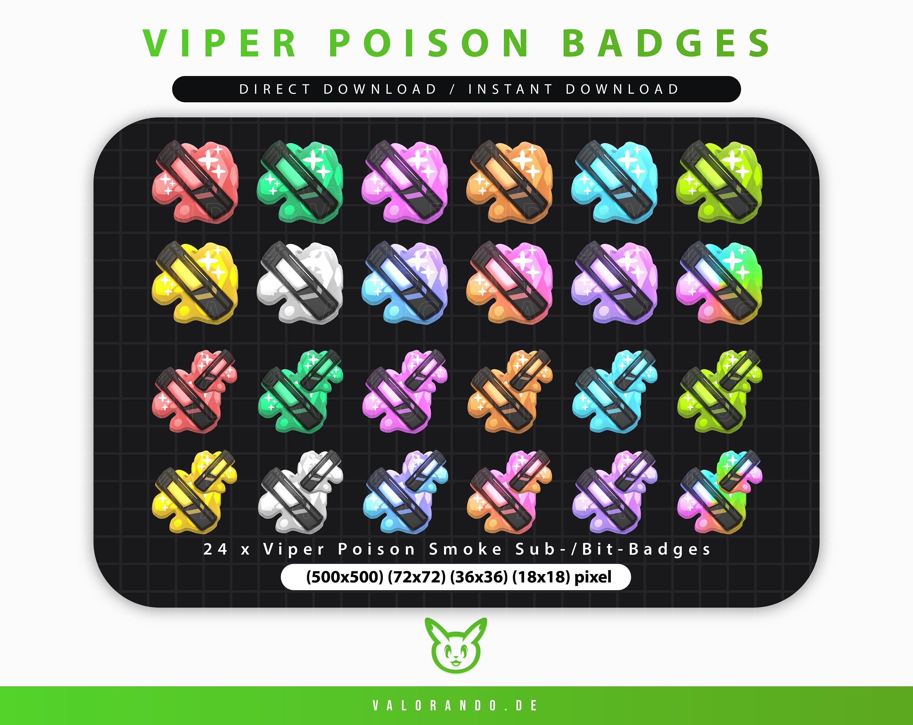 XXL STREAM PACKAGE Viper Valorant Emotes, Panels and Sub-/bit-badges ...
