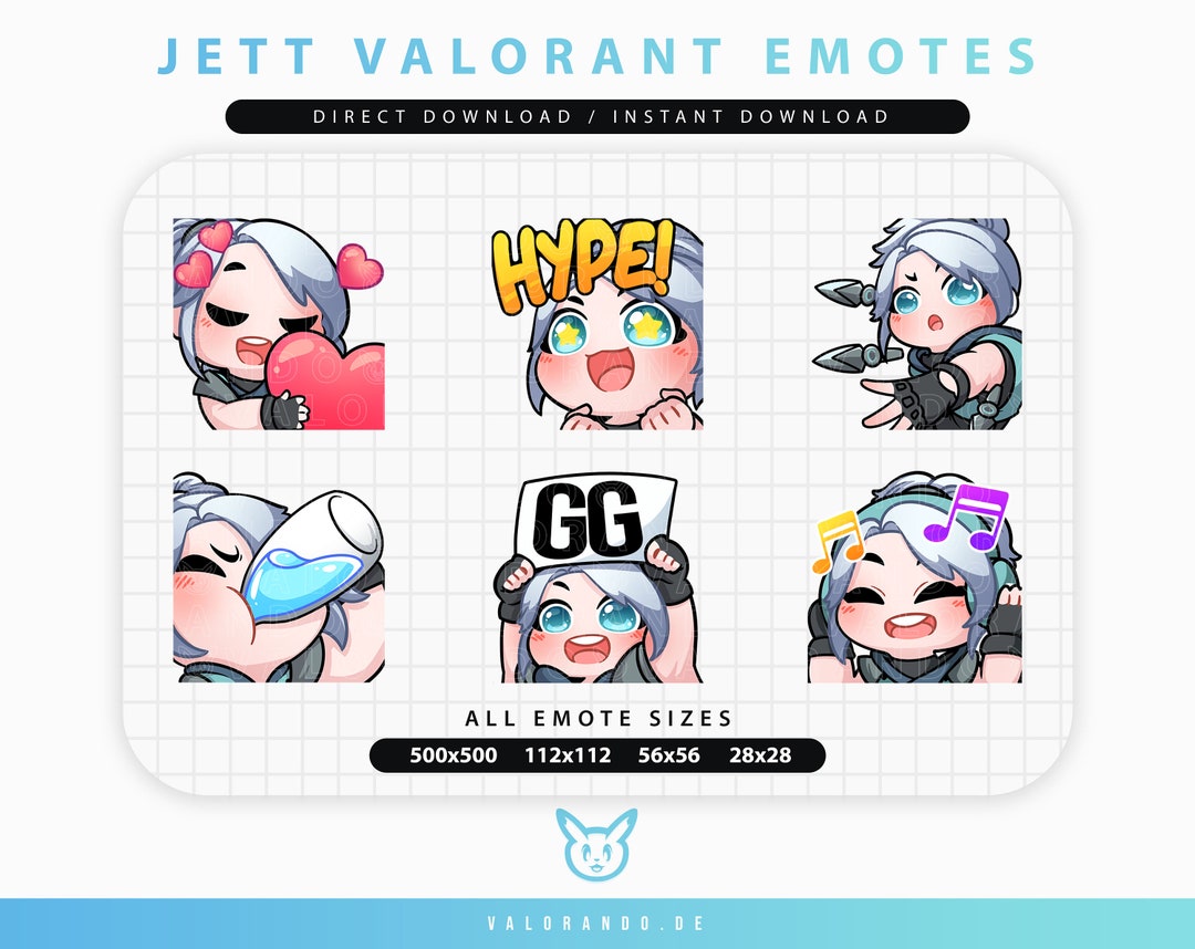 VALORANT JETT EMOTES (6) | Twitch | Discord | Youtube | Streaming ...