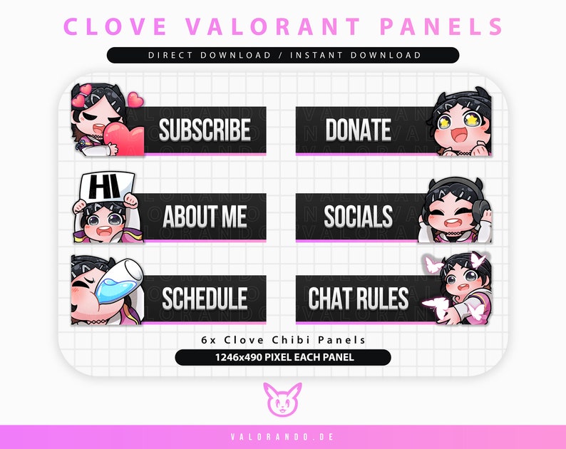 CLOVE TWITCH PANELS (6) | Twitch | Discord | Youtube | Streaming | Cute ...
