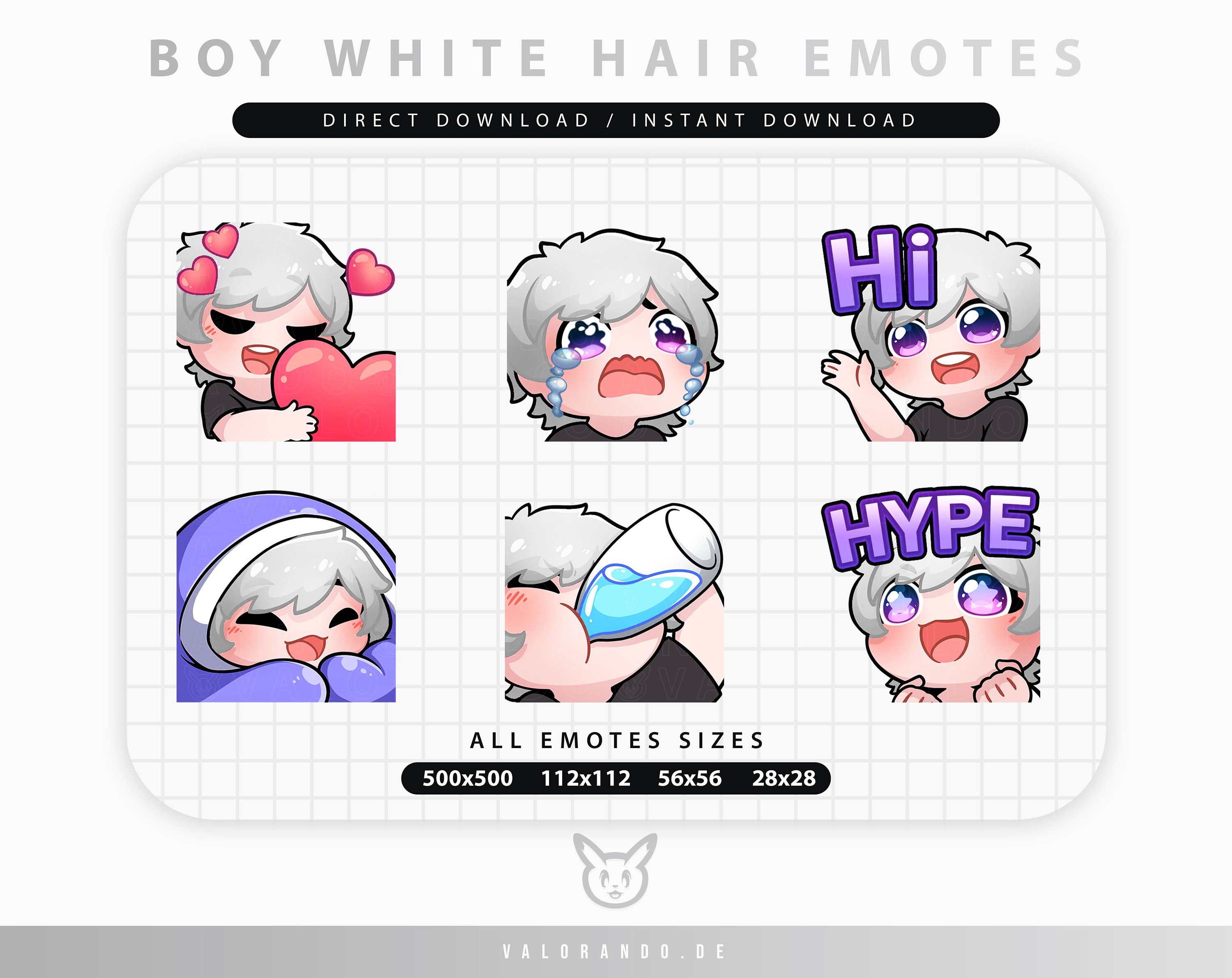 TWITCH EMOTES BOY (6) for Twitch White Hair | Discord | Youtube ...