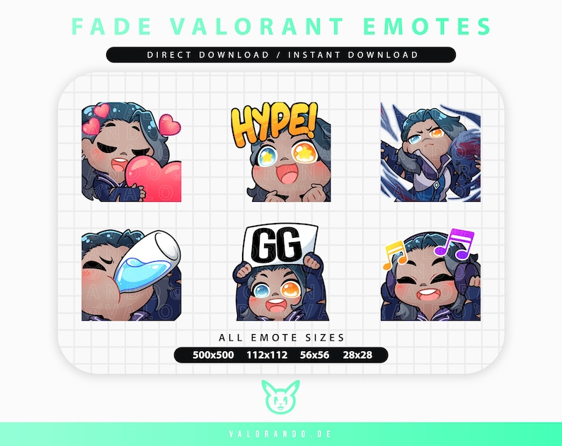 VALORANT FADE EMOTES (6) | Twitch | Discord | Youtube | Streaming ...