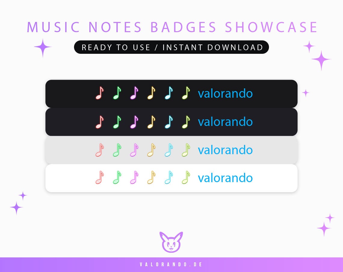 MUSIC NOTES BADGES (24) Music Emotes | Cheer/sub Badges Twitch Music ...