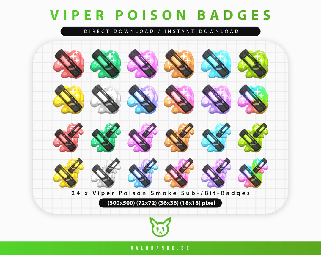 VIPER BADGES POISON (24) Twitch Sub Badges | Discord | Youtube | Valo ...
