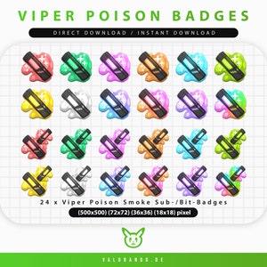 VIPER BADGES POISON (24) Twitch Sub Badges | Discord | Youtube | Valo ...