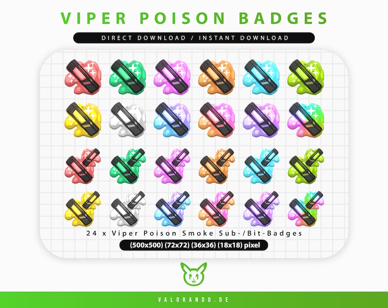 VIPER BADGES POISON (24) Twitch Sub Badges | Discord | Youtube | Valo ...
