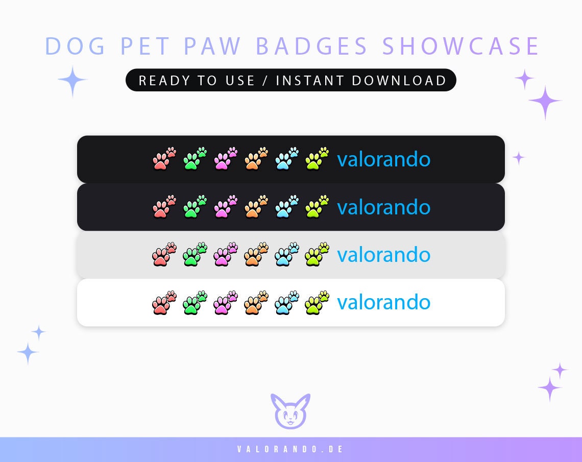 DOG PAW BADGES (12) Pet Dog Paw Emotes | Cheer/sub Badges Twitch Dog ...
