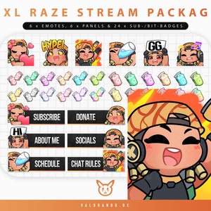 XXL STREAM PACKAGE Raze Valorant Emotes, Panels and Sub-/bit-badges ...