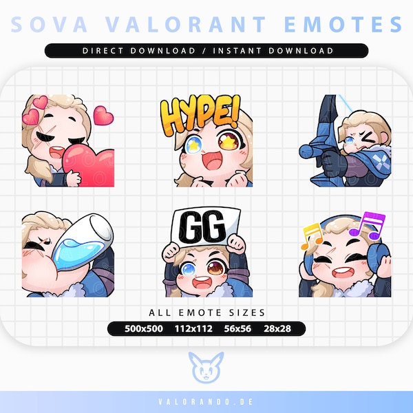 VALORANT RAZE EMOTES 6 Twitch Discord Youtube Streaming Cute Chibi Raze ...