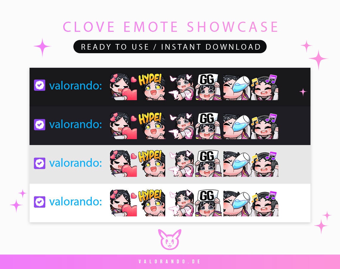 XXL STREAM PACKAGE Clove Valorant Emotes, Panels and Sub-/bit-badges ...