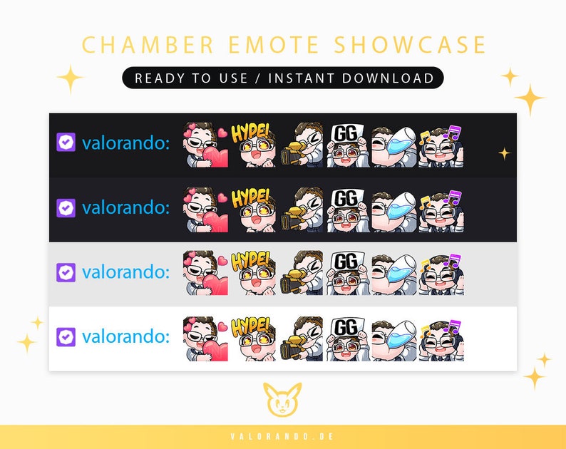 XXL STREAM PACKAGE Chamber Valorant Emotes, Panels and Sub-/bit-badges ...