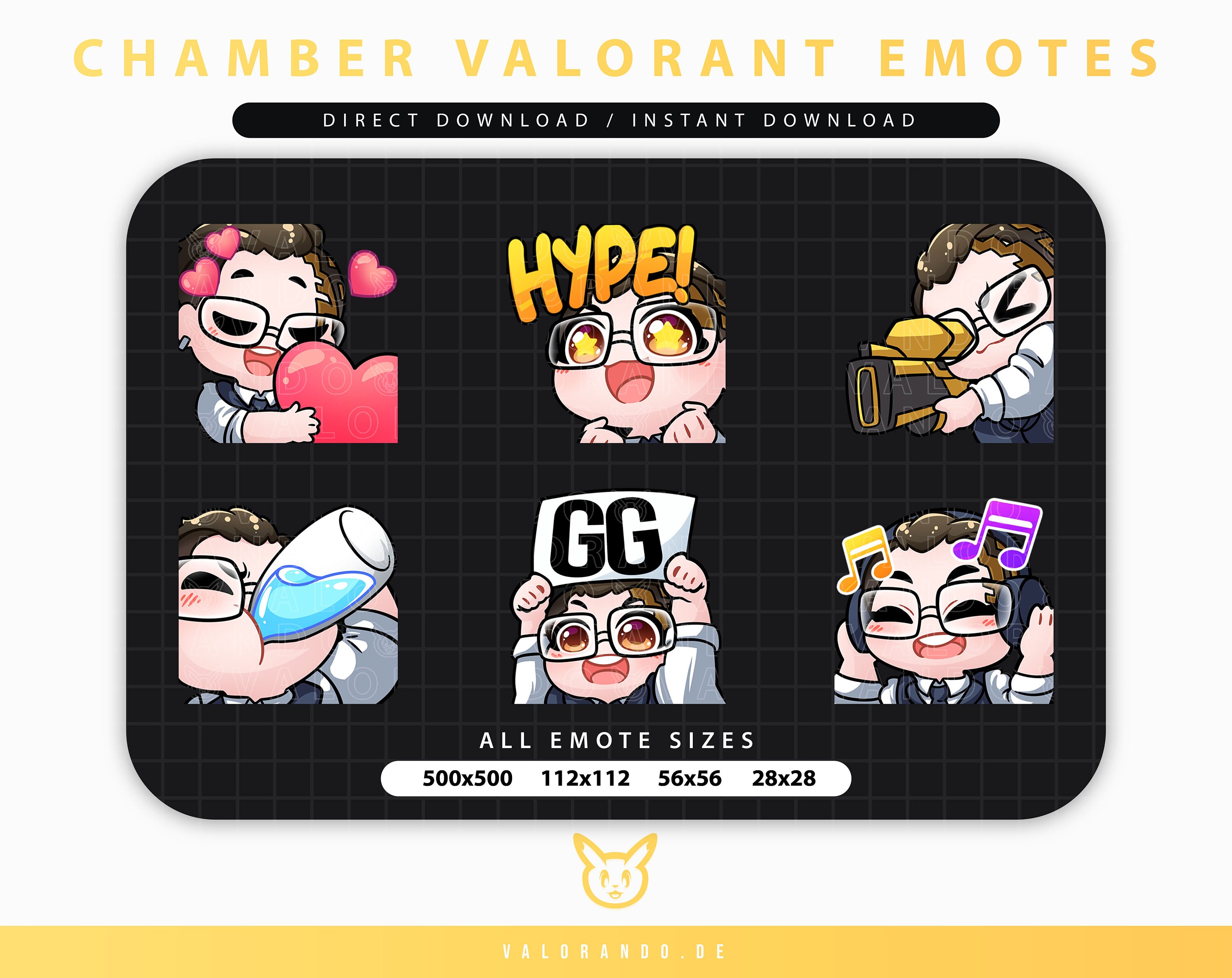 VALORANT CHAMBER EMOTES (6) | Twitch | Discord | Youtube | Streaming ...