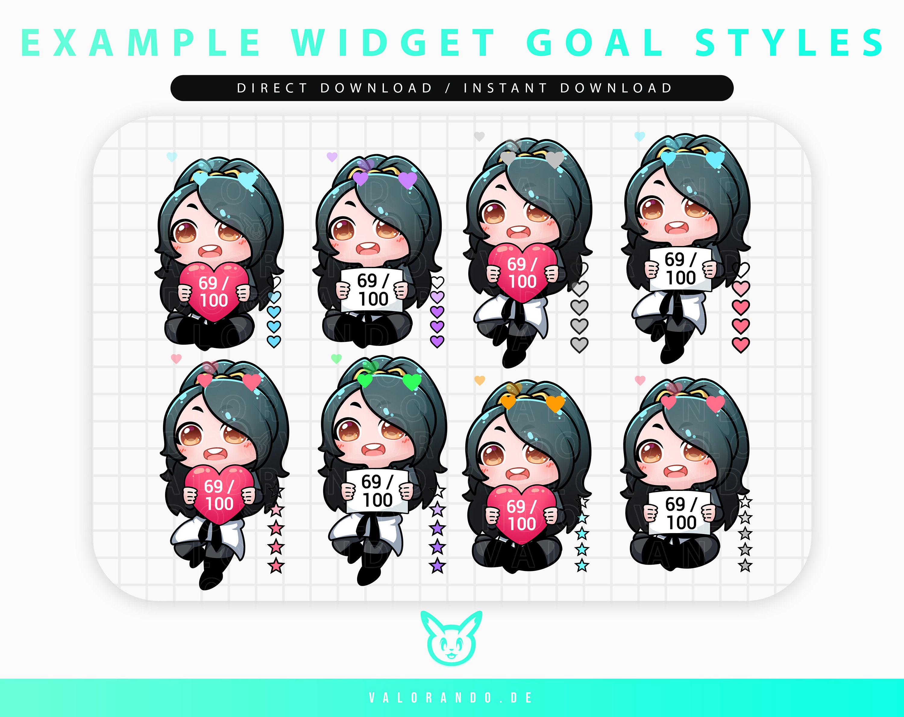 Stream Goal Widget Sage Valorant Widget Overlay OBS & Streamlabs Cute ...