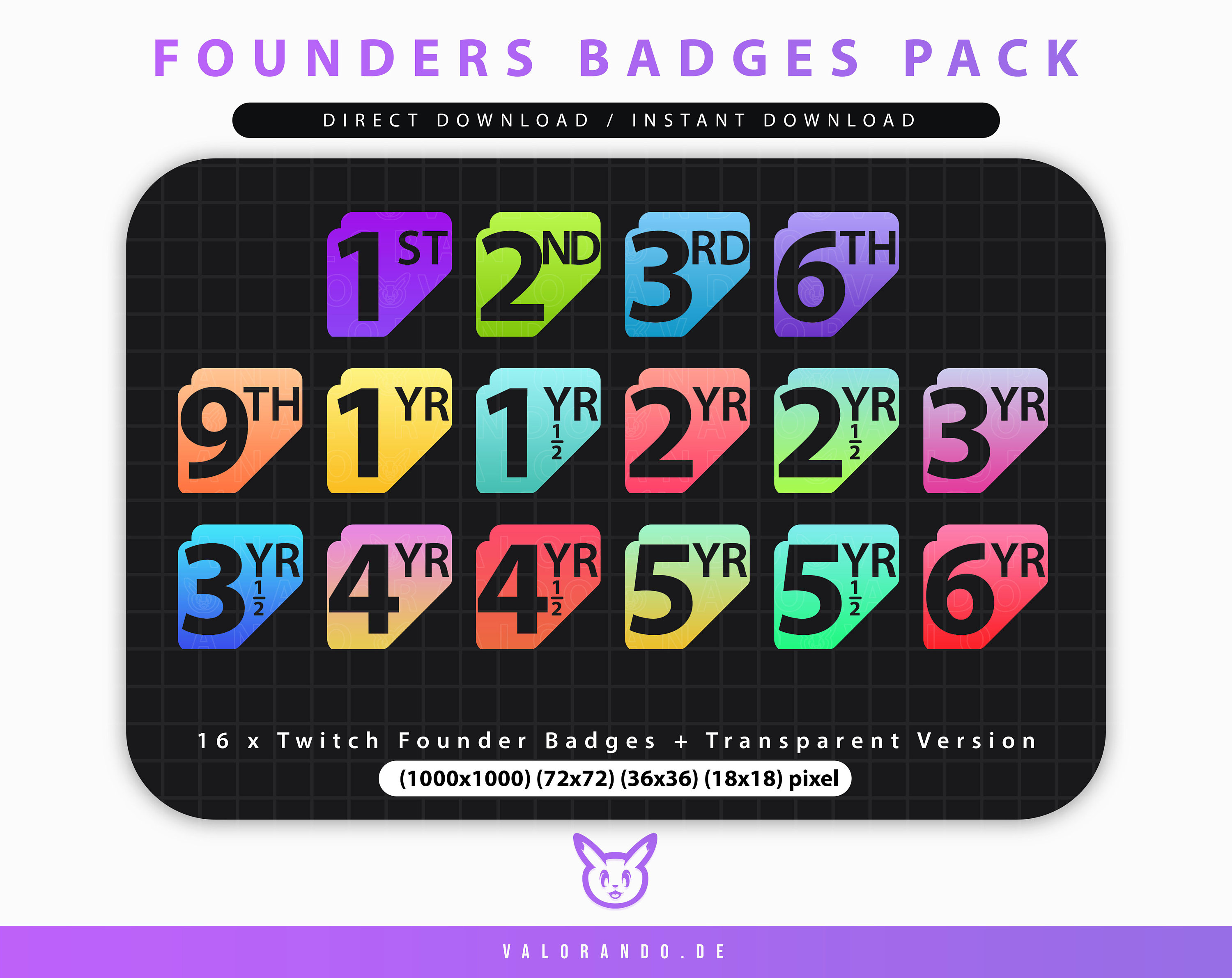 Founders Sub Badges Twitch (16) + Transparent Version | Cheer/sub ...