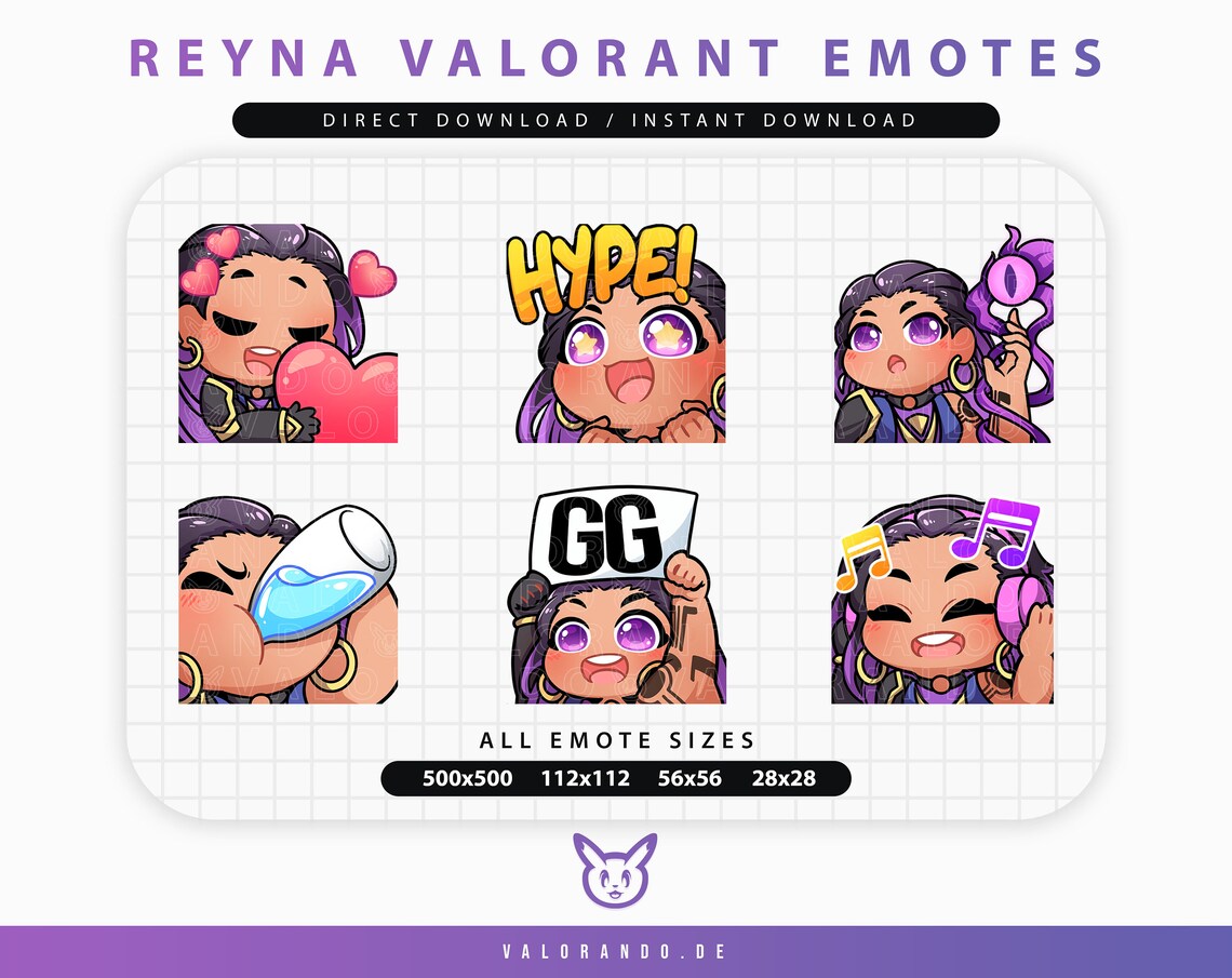 VALORANT REYNA EMOTES 6 Twitch Discord Youtube - Etsy